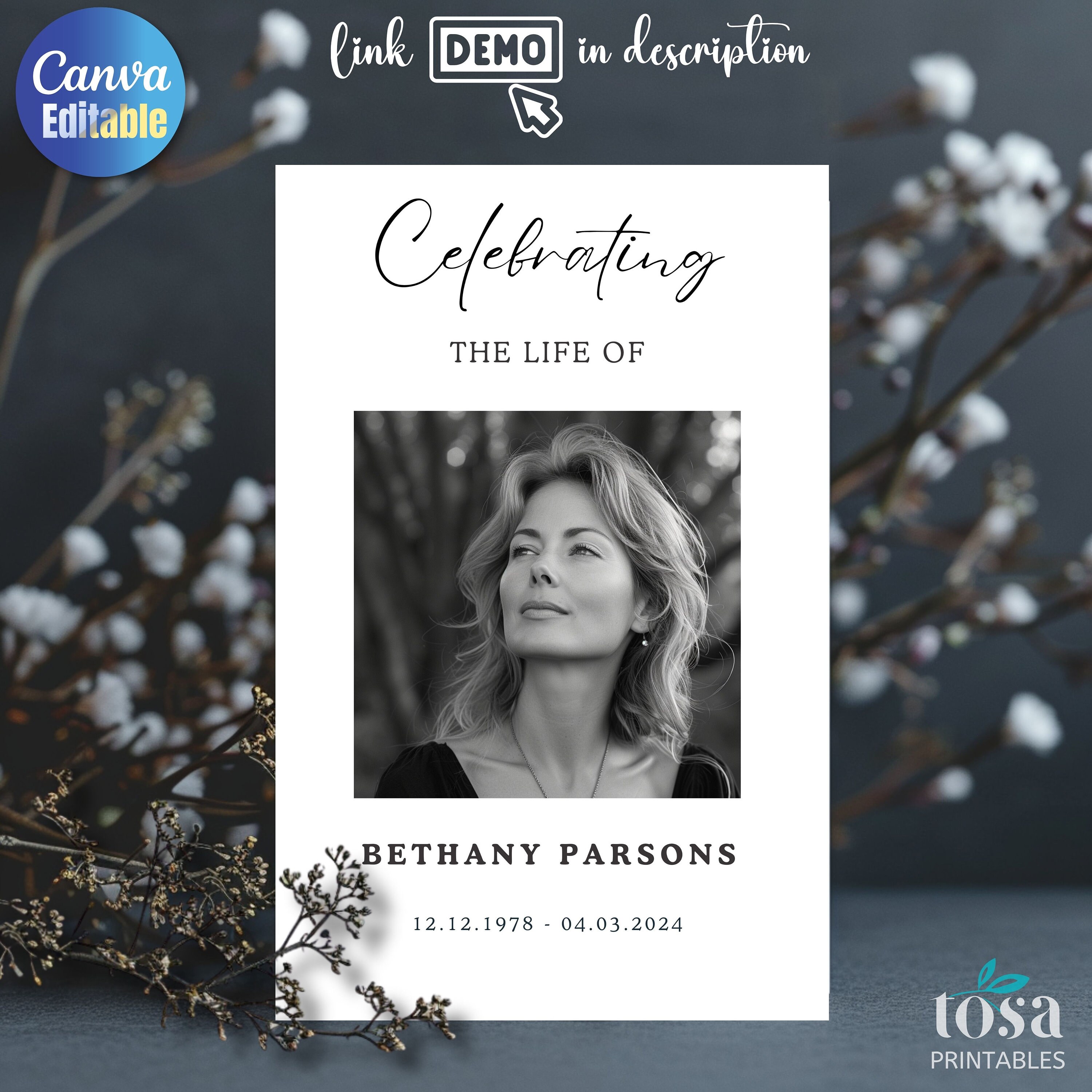 Editable Minimalist Funeral Program Template Printable Order of Service ...