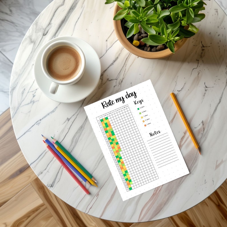 Rate My Day Printable Journal Pages: A4, A5, US Letter Sizes Daily Mood ...