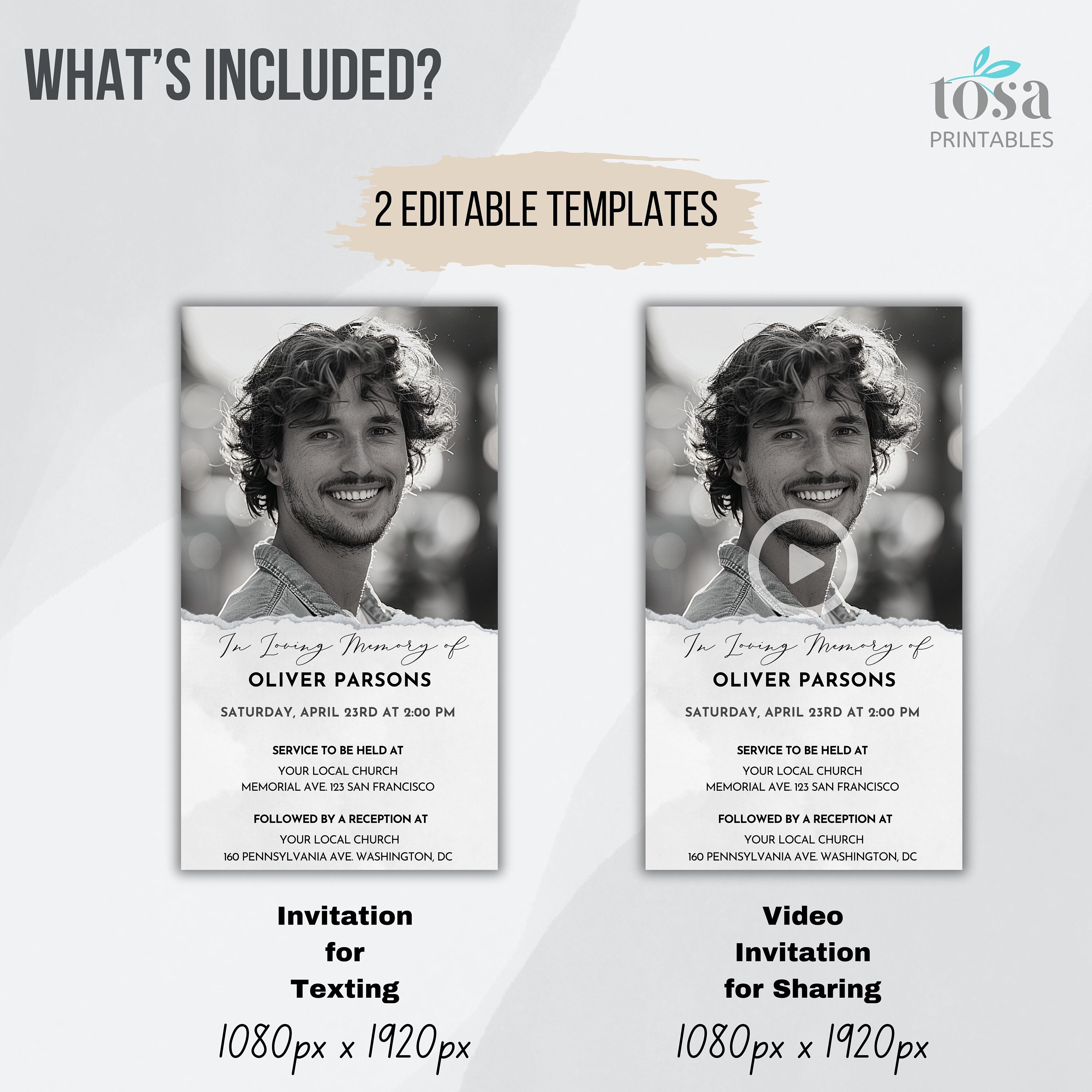 Editable in Loving Memory of Evite Phone Invitation With Photo ...