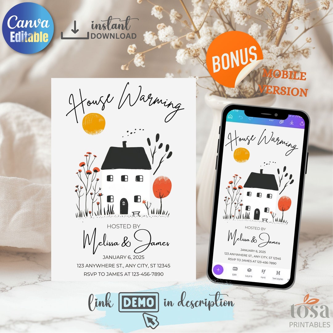 Editable House Warming Invitation Template Housewarming Party Invite ...