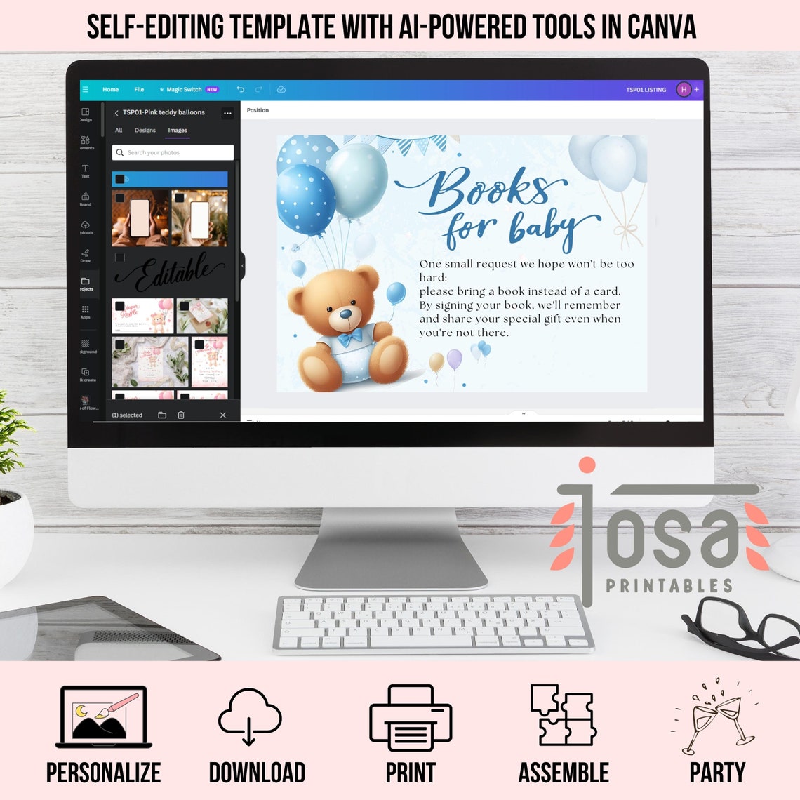 EDITABLE Teddy Bear Baby Shower Invitation Template INSTANT - Etsy