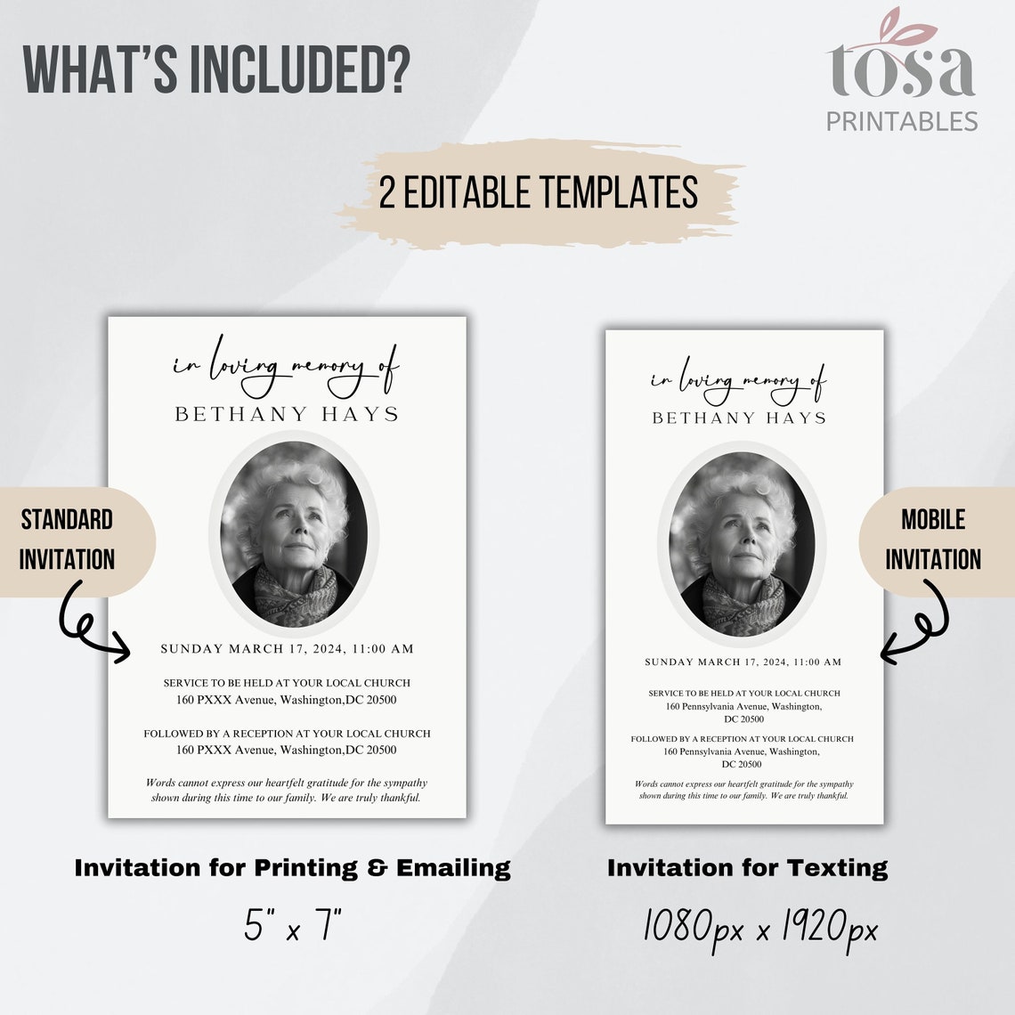 Editable Minimalist Funeral Invitation With Photo, in Loving Memory of ...