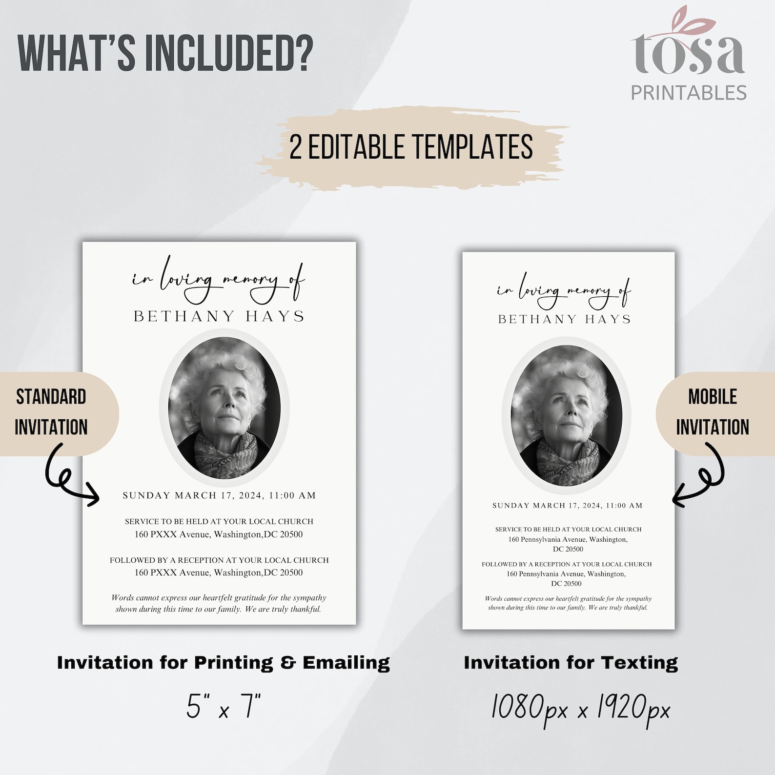 Editable Minimalist Funeral Invitation With Photo, in Loving Memory of ...