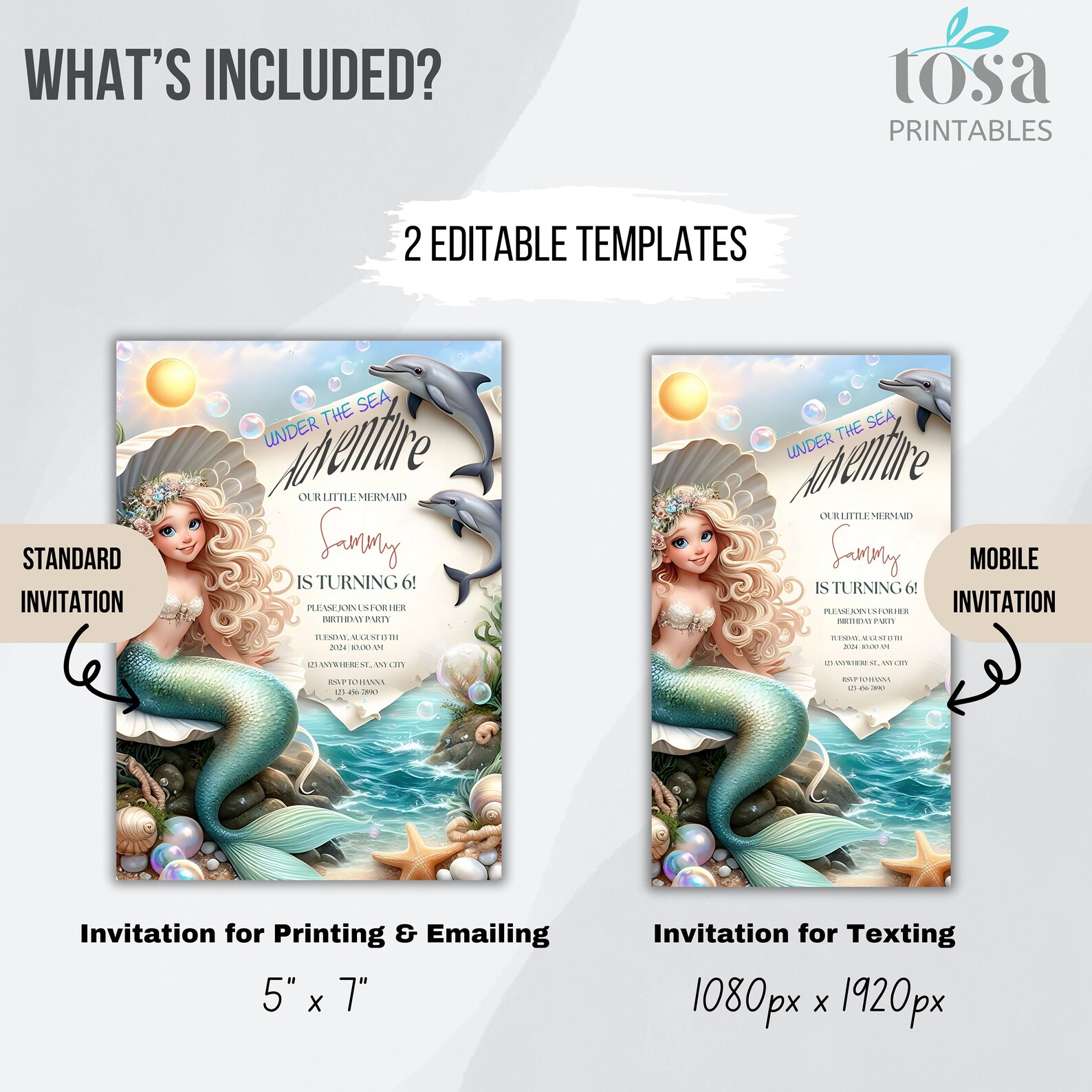 EDITABLE Mermaid Birthday Invitation Template INSTANT DOWNLOAD ...