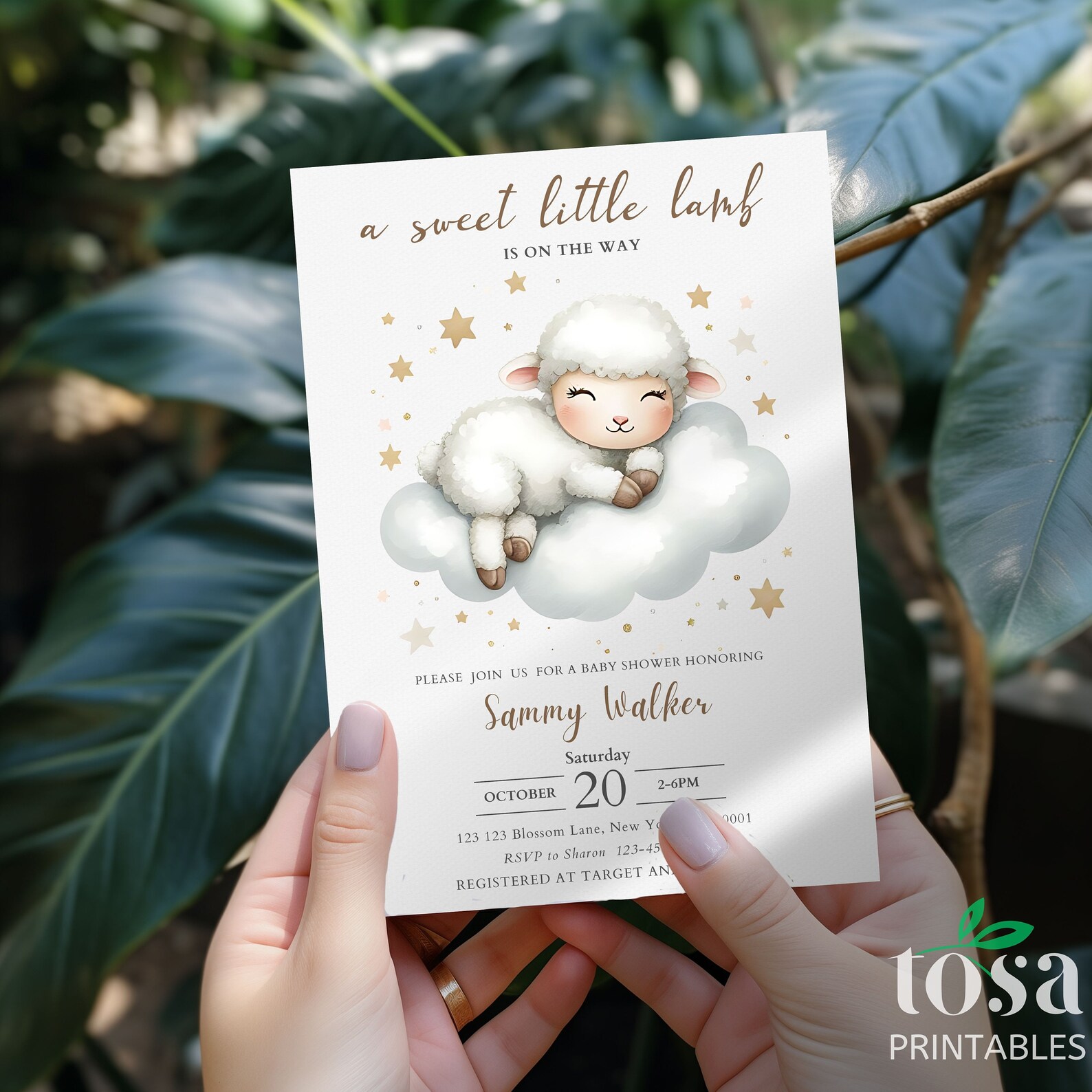 EDITABLE Neutral Lamb Baby Shower Invitation Template INSTANT DOWNLOAD ...