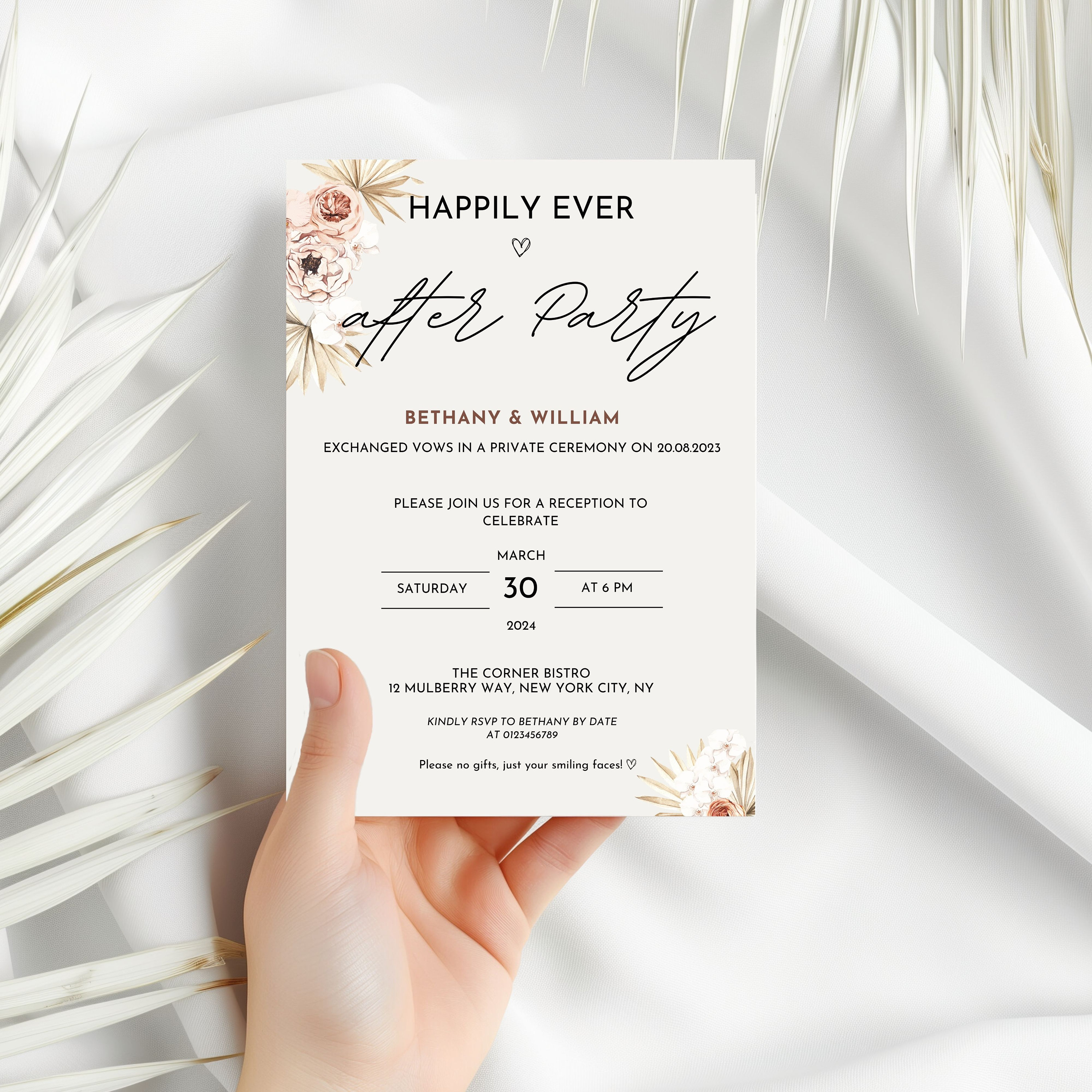 Editable Reception Party Invitation, Happily Ever After Party Invite ...
