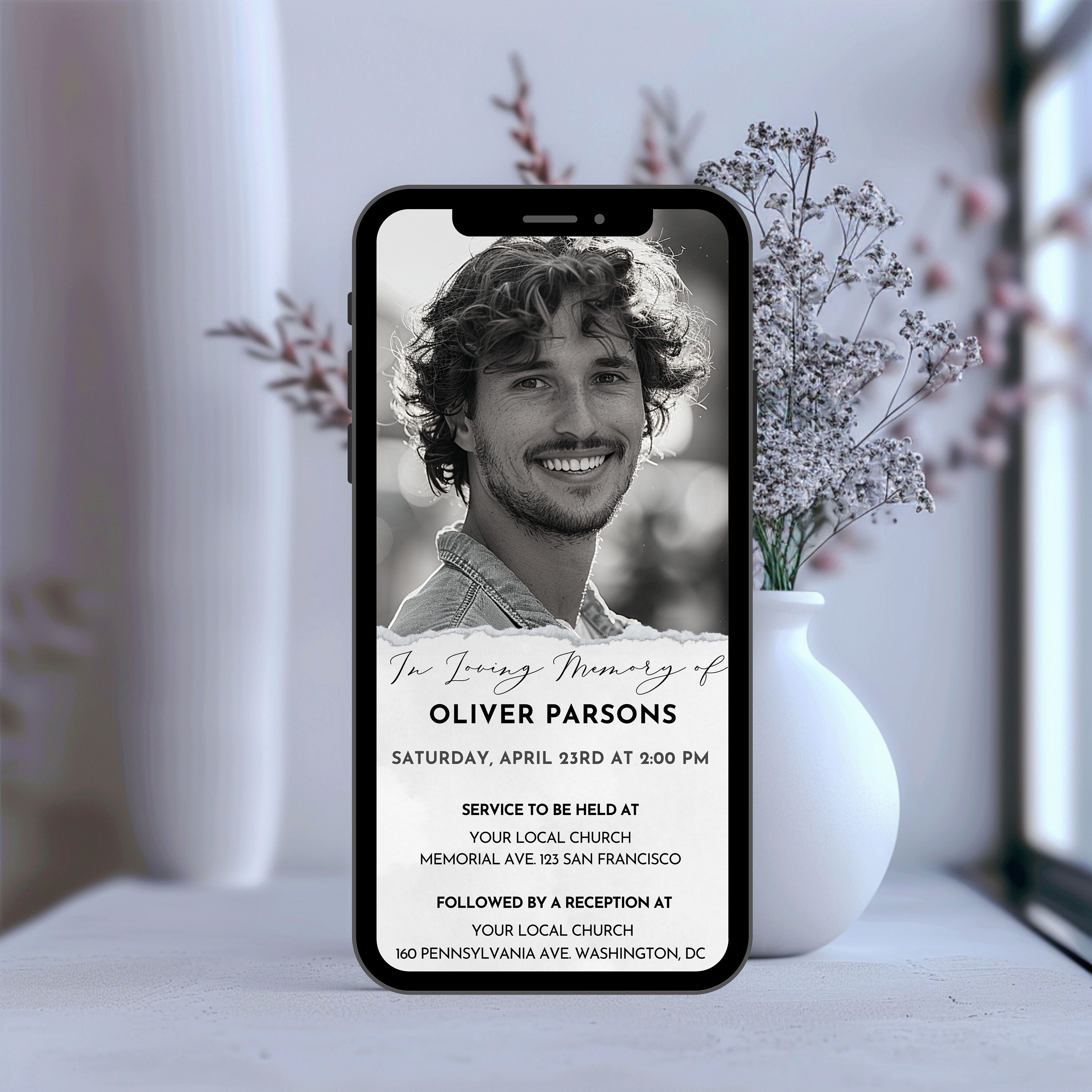 Memorial Evite: in Loving Memory Photo Invitation (digital Download) - Etsy