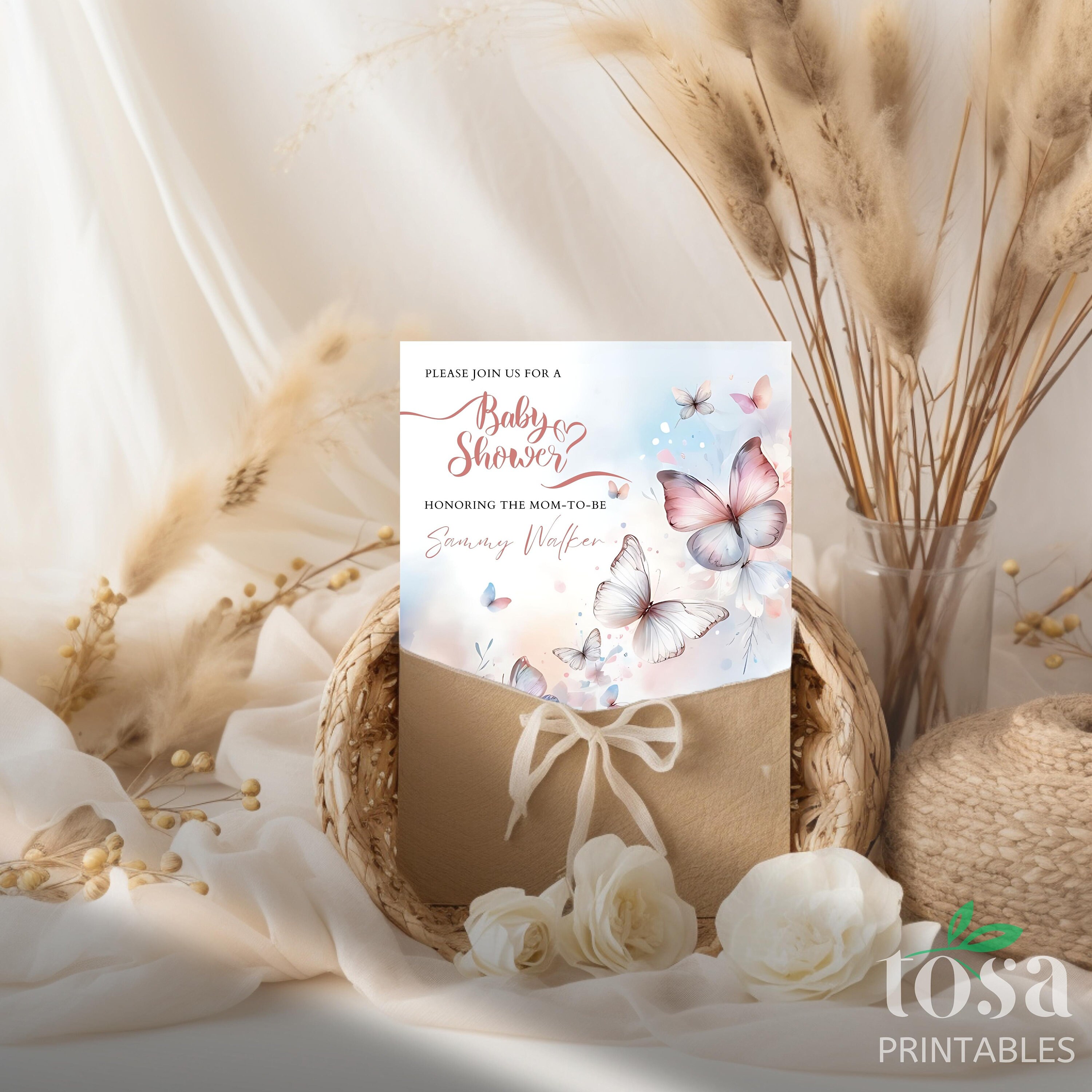 EDITABLE Butterfly Baby Shower Invitation Template INSTANT DOWNLOAD ...
