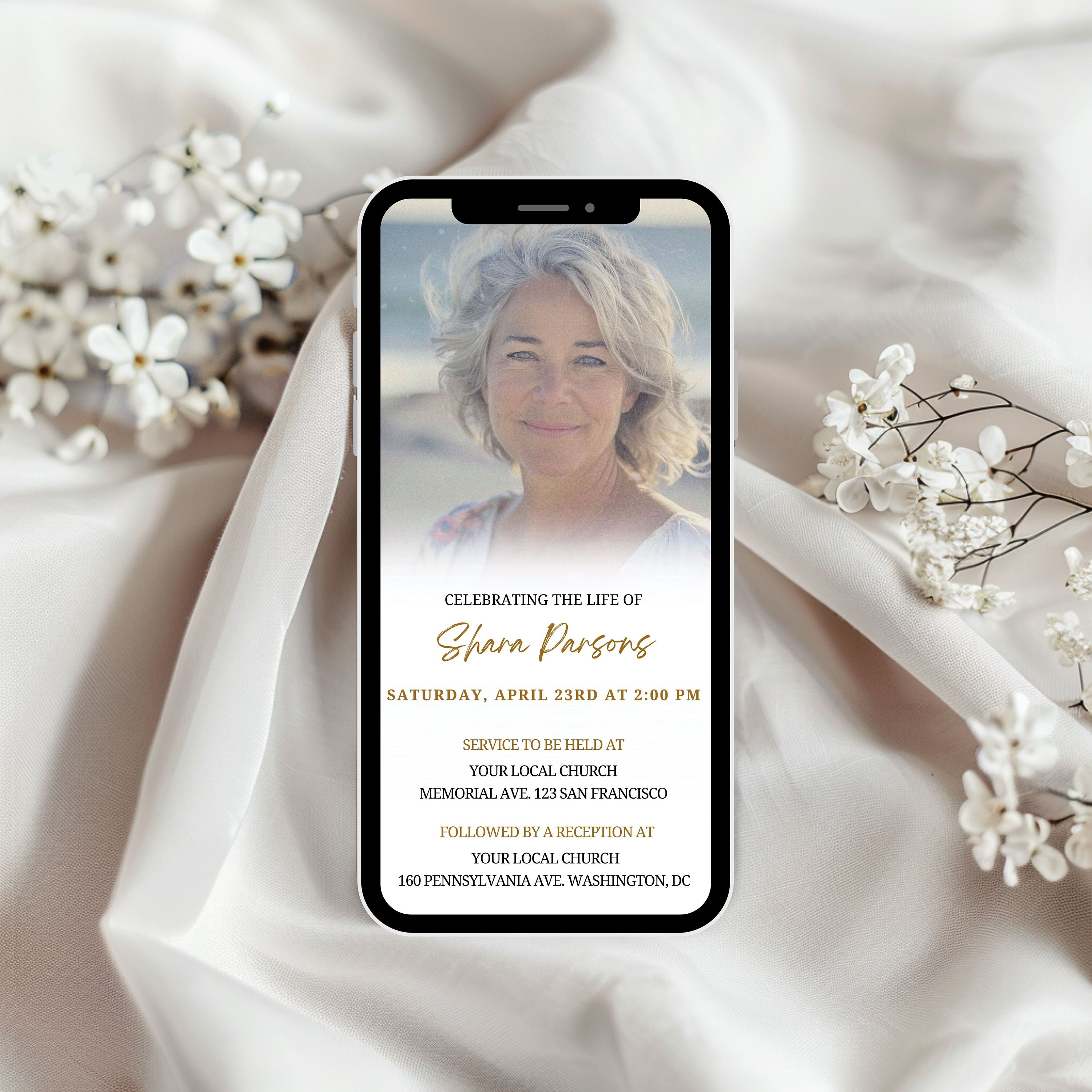 Editable Celebrating the Life of Evite Phone Invitation With Photo ...