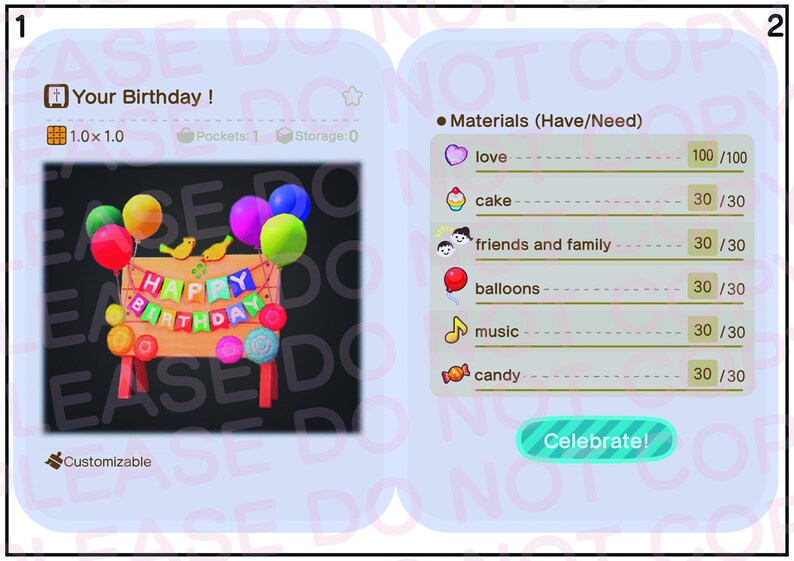 Printable ACNH DIY Customizable Bday Card - Etsy