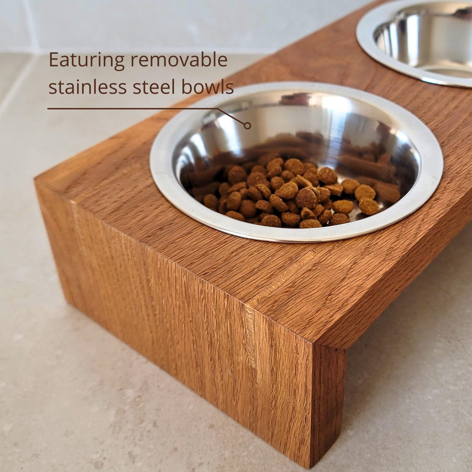 Handcrafted Elevated Cat and Dog Bowls With Wooden Stand | Pet Feeder ...