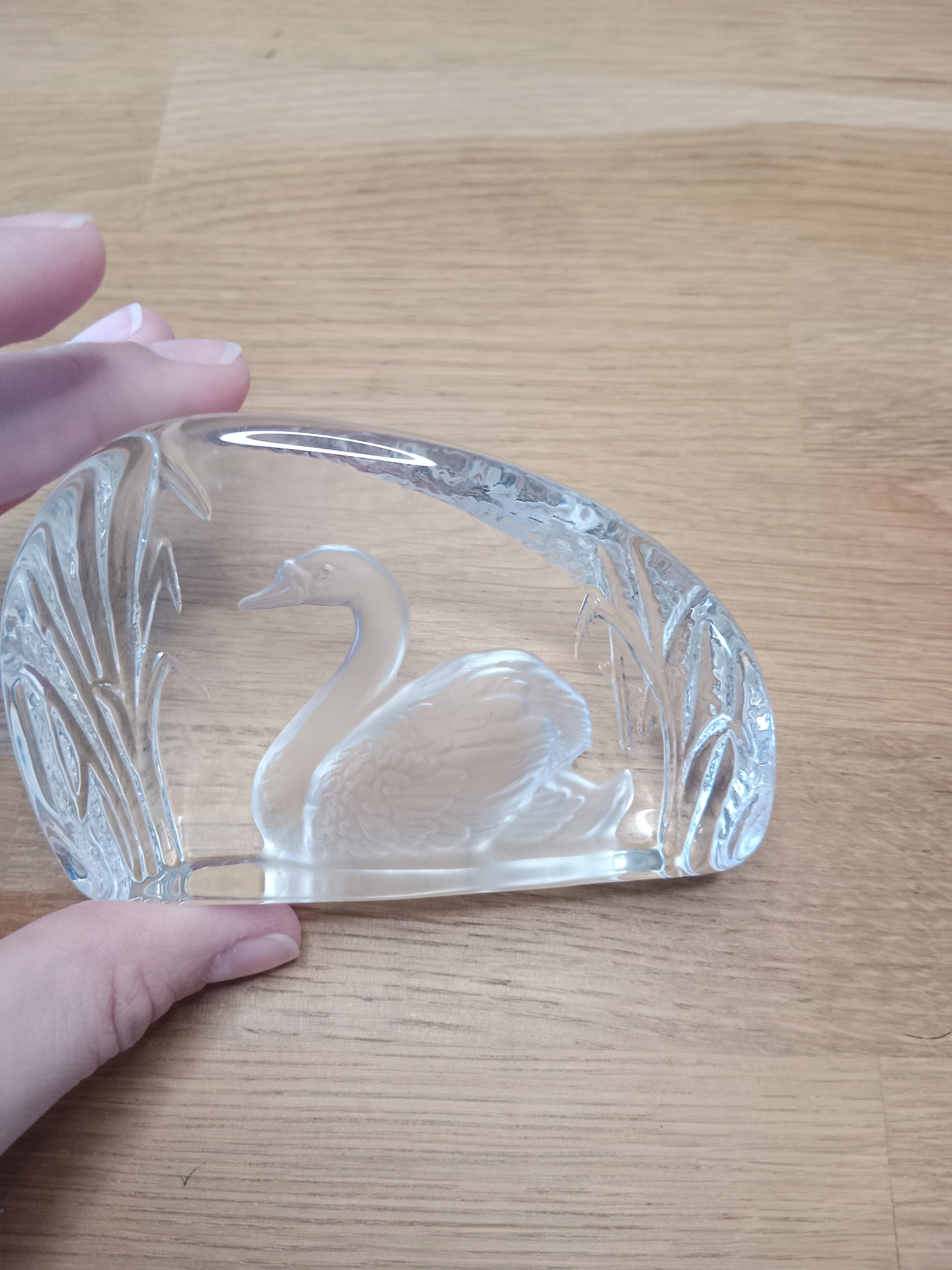 Wedgwood Crystal Glass Reverse Cut Paperweight Wild Birds - Swan ...