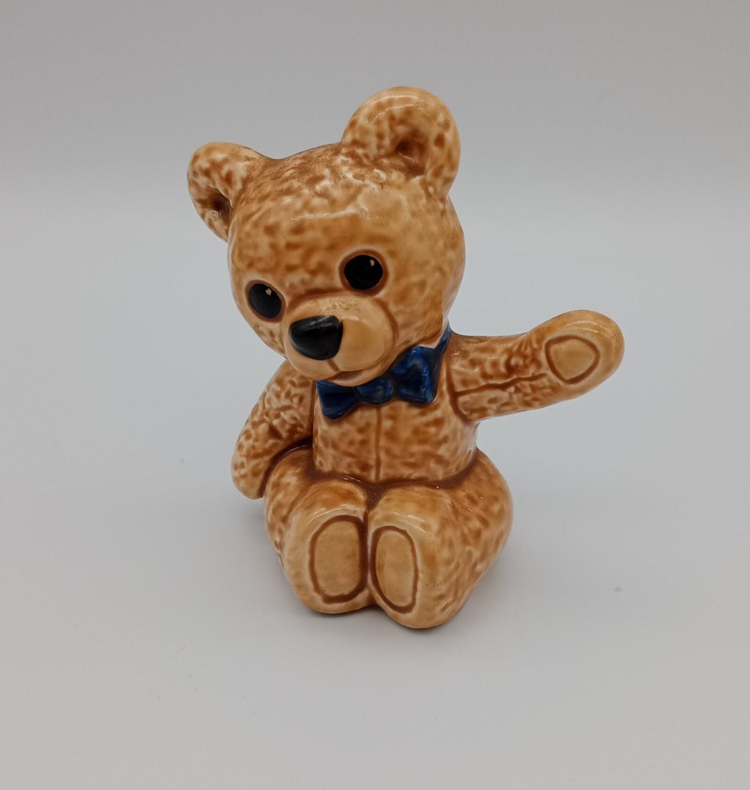Vintage Goebel Porcelain Teddy Bear Figurine, Blue Bowtie, West Germany ...