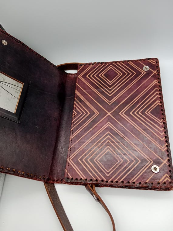 Vintage stunning leather bag, diamond design, shoulde… - Gem