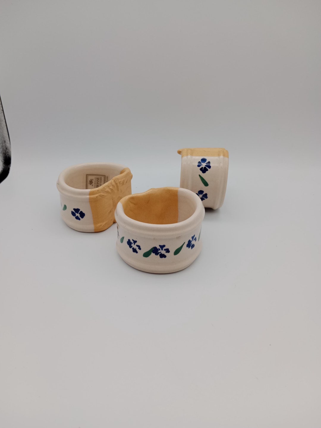 Irish Nicholas Mosse Ceramic Napkin Rings, Set of 3, Blue Floral Design ...