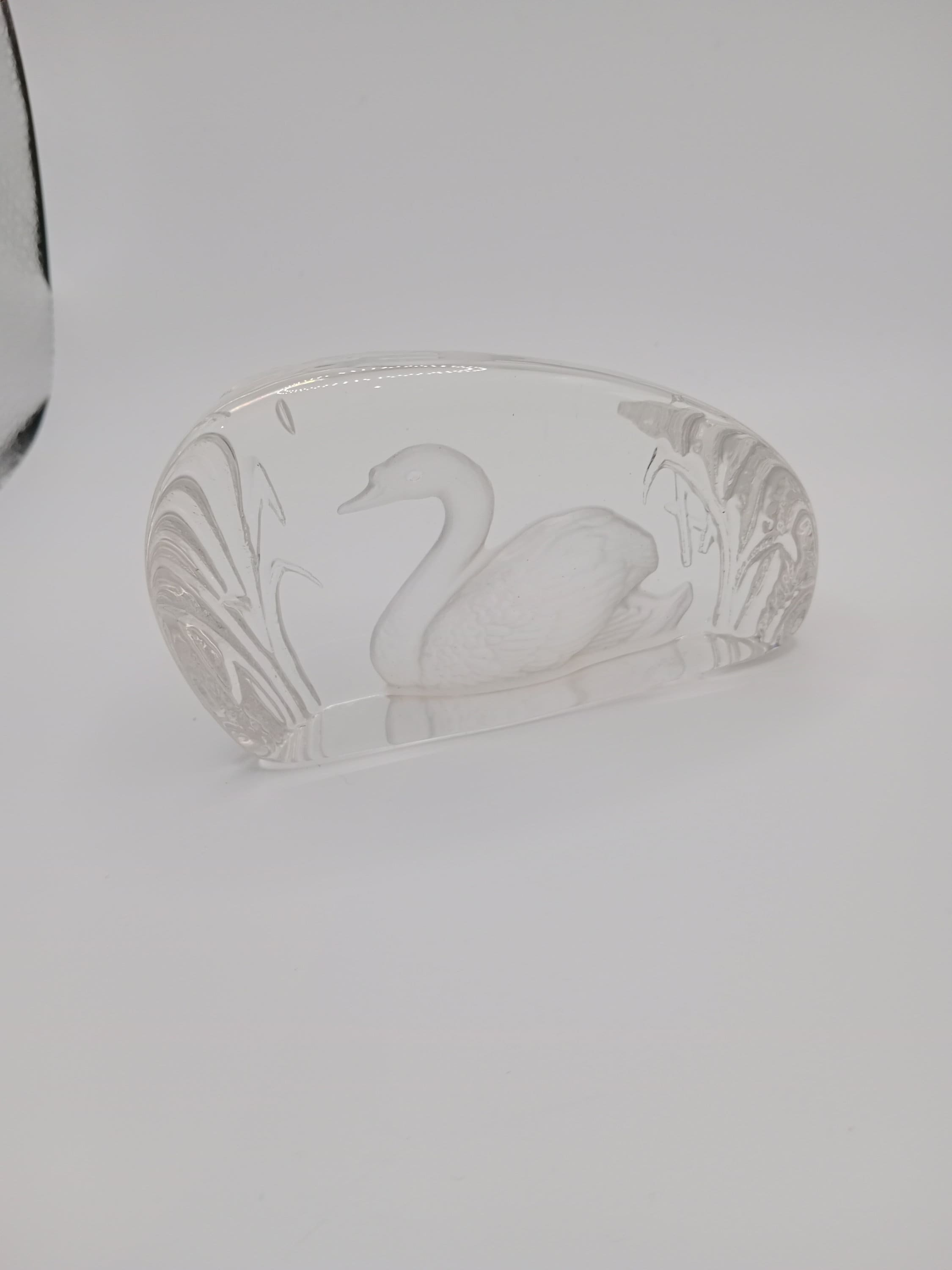 Wedgwood Crystal Glass Reverse Cut Paperweight Wild Birds - Swan ...