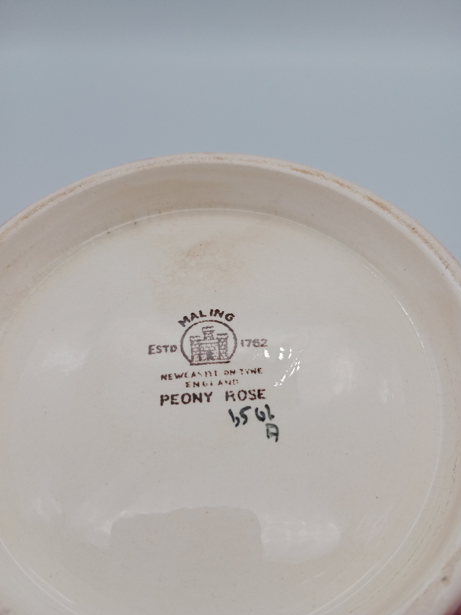 Maling English Large Bowl 8.6" Wide Pattern 6562 Peony Rose, Waved ...