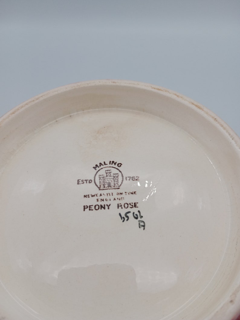 Maling English Large Bowl 8.6" Wide Pattern 6562 Peony Rose, Waved ...