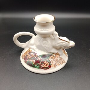Vintage CRE Irish Porcelain Celtic Knot Dragon Lizard Candle Holder ...