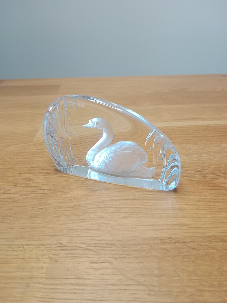 Wedgwood Crystal Glass Reverse Cut Paperweight Wild Birds - Swan ...