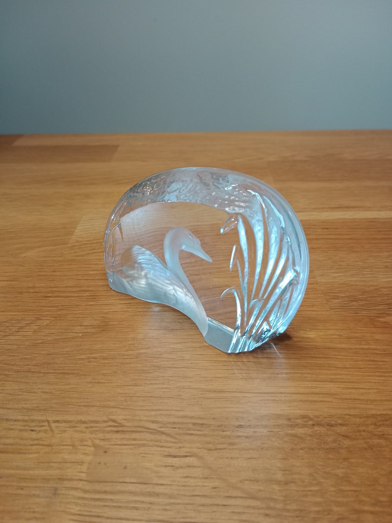 Wedgwood Crystal Glass Reverse Cut Paperweight Wild Birds - Swan ...