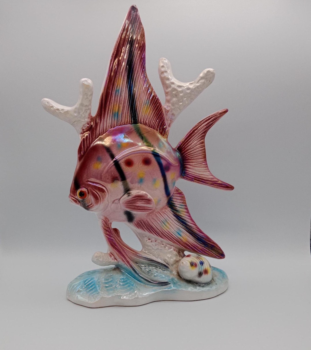 Vintage Jema Holland No.822 Pink Angel Fish Porcelain Figurine 11.4 ...