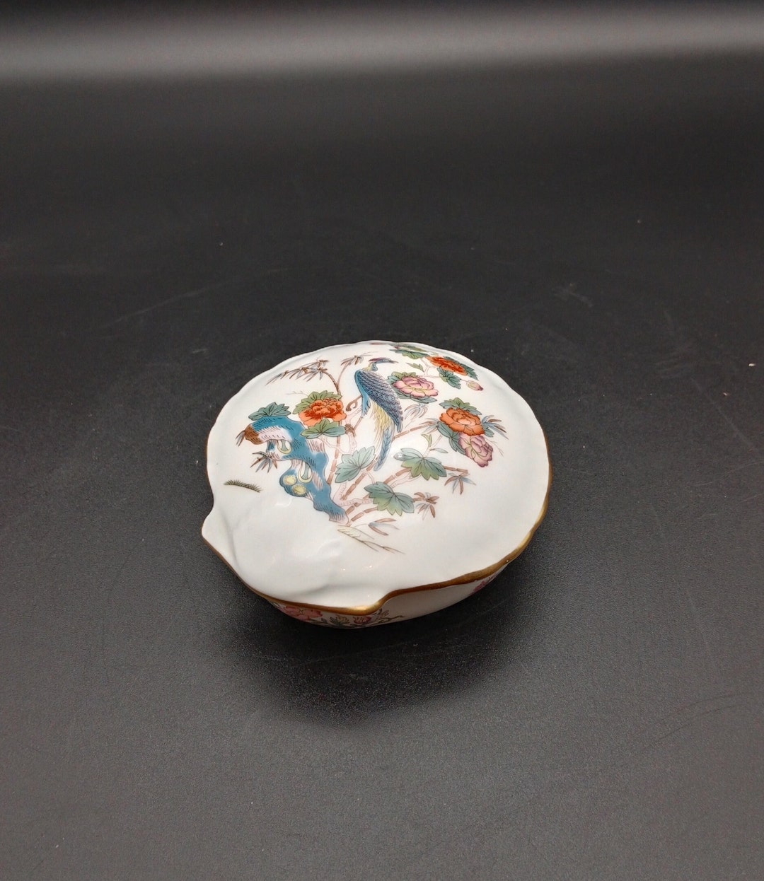Vintage Wedgwood Kutani Crane Seashell Shaped Trinket Box - Fine Bone ...