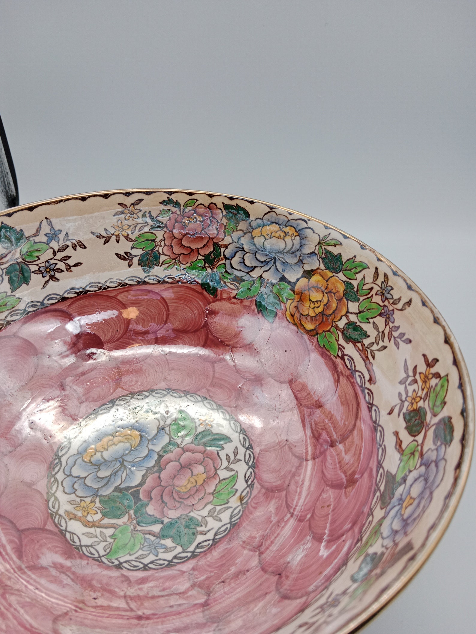 Maling English Large Bowl 8.6" Wide Pattern 6562 Peony Rose, Waved ...