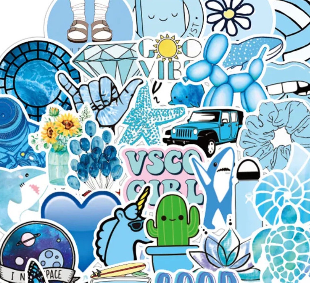Blue Vsco Cartoon Animal Sticker for Skateboard Laptop Motorcycle ...