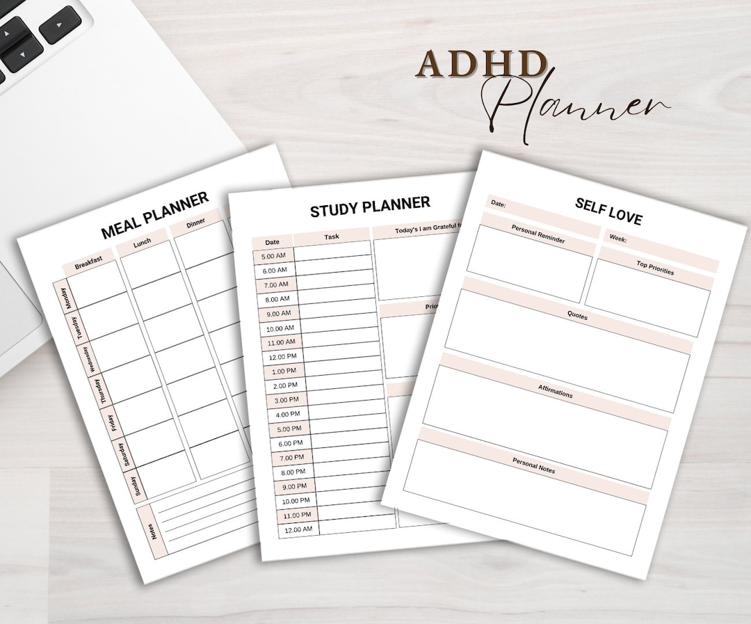 ADHD Bundle Printable ADHD Planner 2023 Digital Adhd Journal for Adults ...