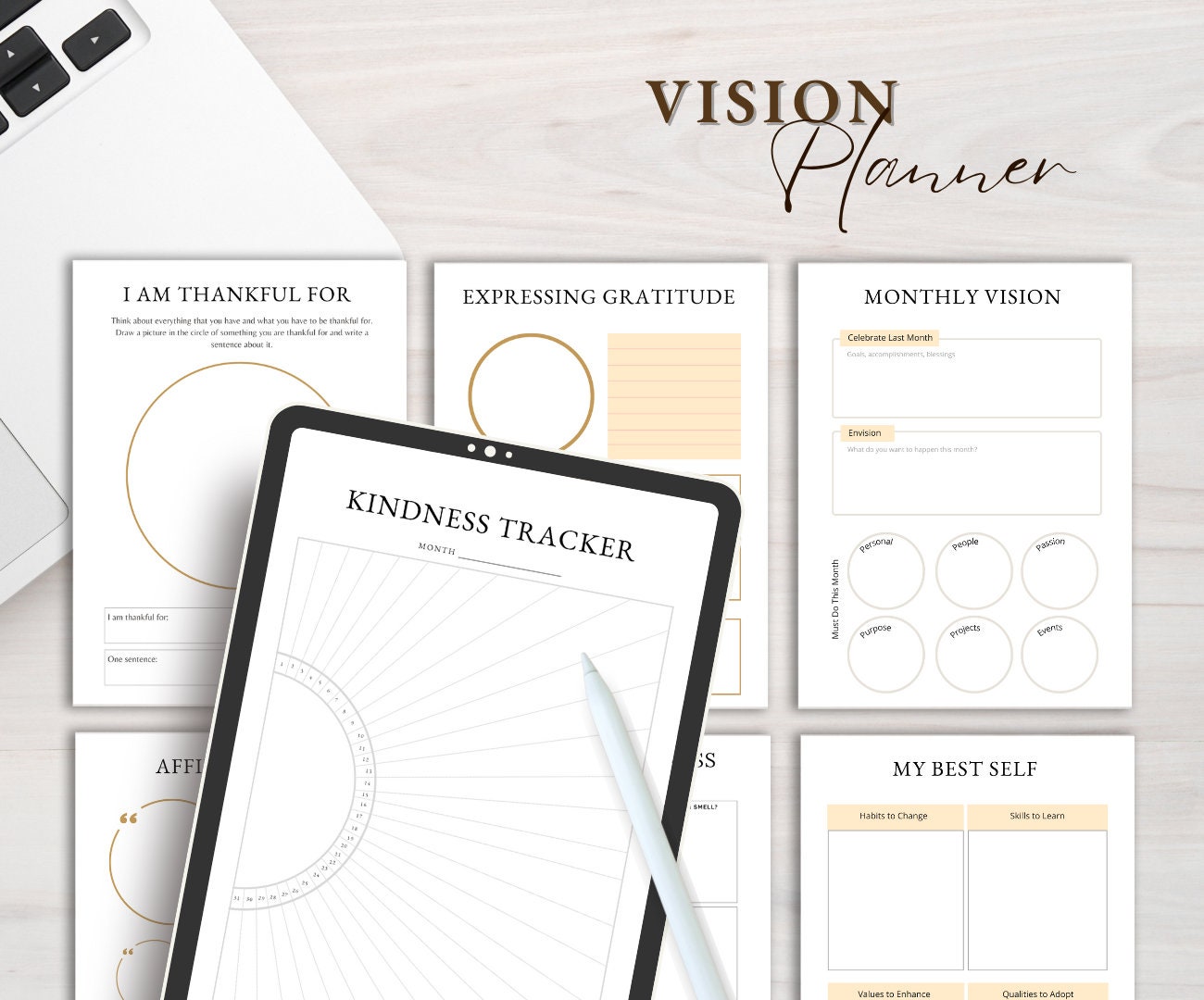 Vision Board Digital Printable Journaling Pages Mental Health Planner ...