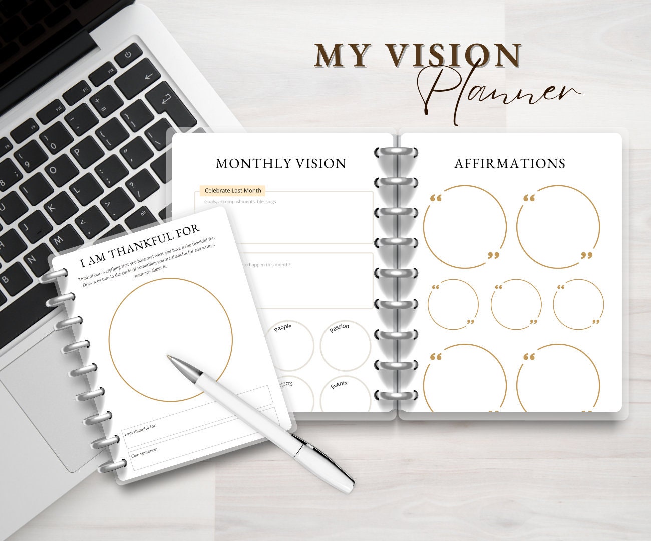 Vision Board Digital Printable Journaling Pages Mental Health Planner ...