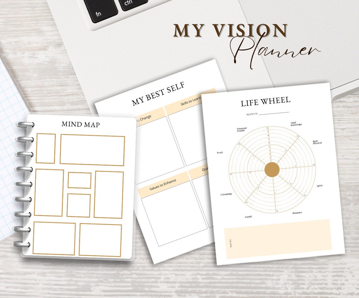 Vision Board Digital Printable Journaling Pages Mental Health Planner ...