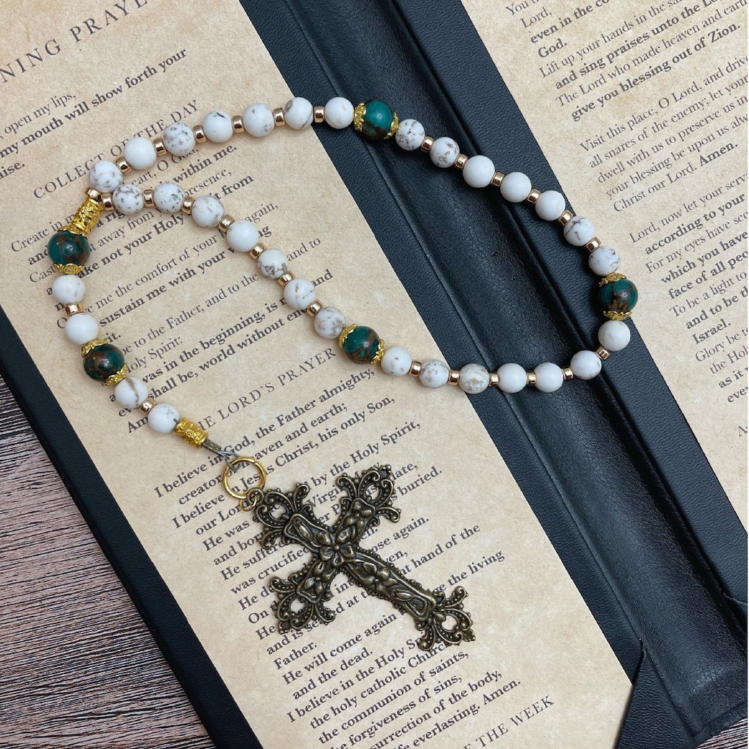 Anglican Prayer Beads, Jasper, White Turquoise, 18k Gold, Augustine ...