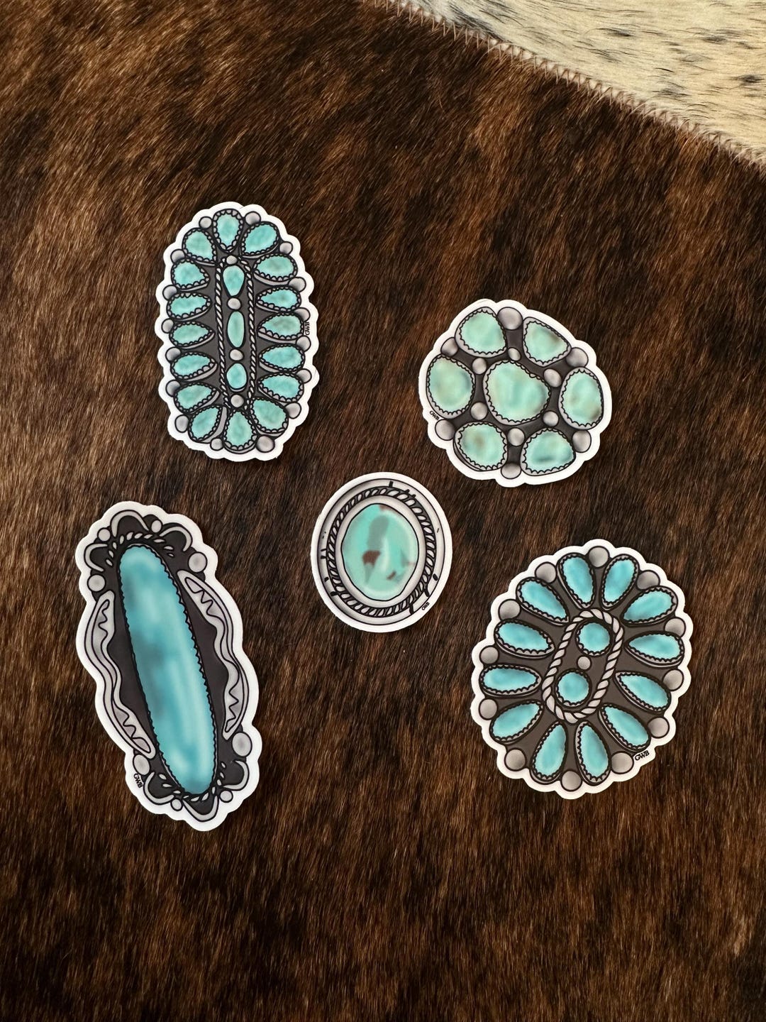 Western Turquoise Ring Stickers | Cowgirl Sticker Pack | Turquoise Gem ...