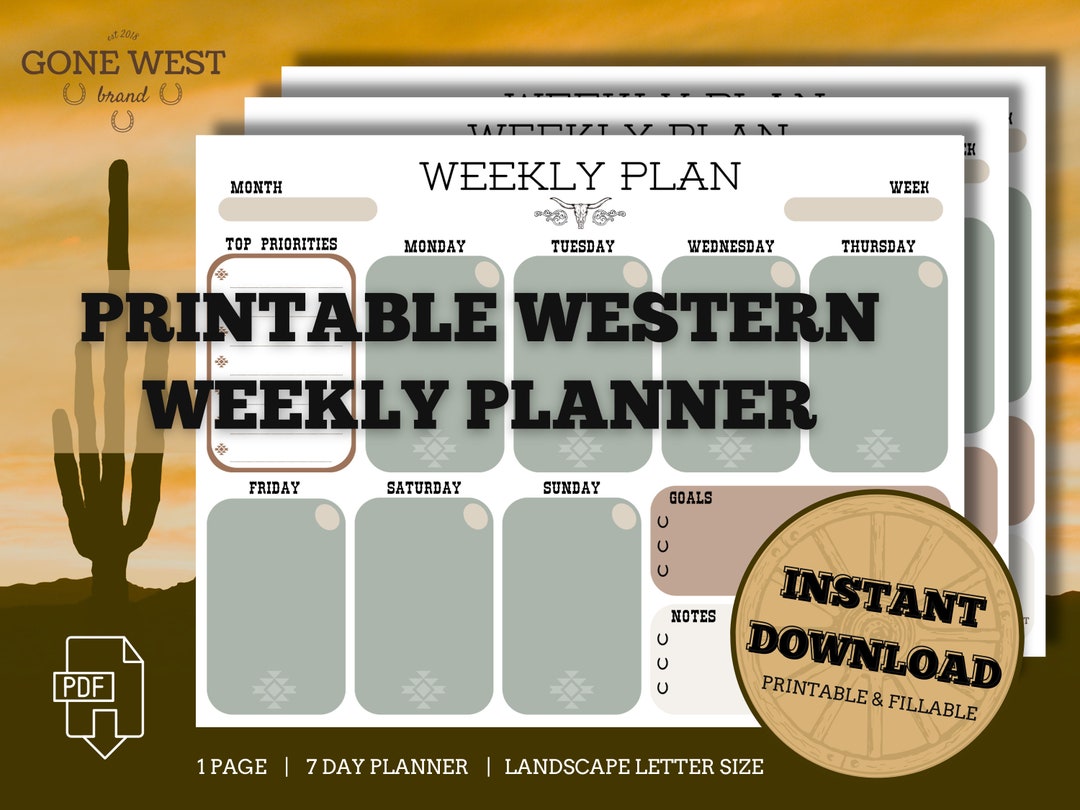 Printable Western Weekly Planner - Etsy