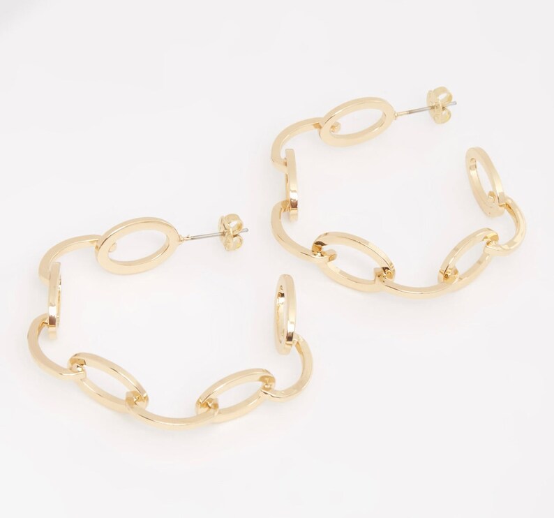 Brand New Nali Gold Tone Chain Hoop Earrings - Etsy