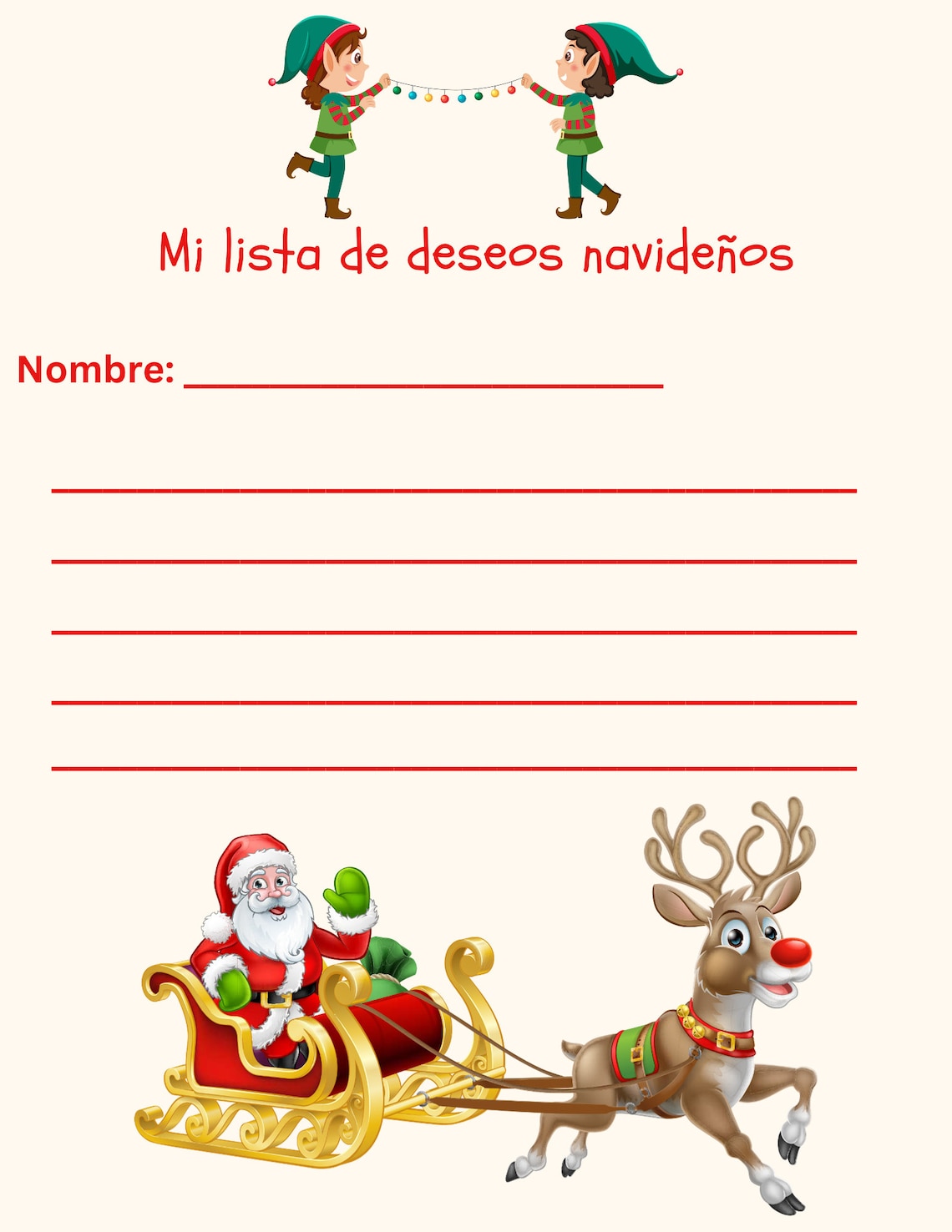 Spanish Printable Santa Claus Warning Letter With Wish List - Etsy