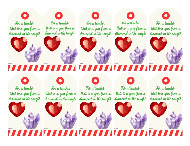 Teacher Appreciation Printable Gift Tags You Are A Gem - Etsy