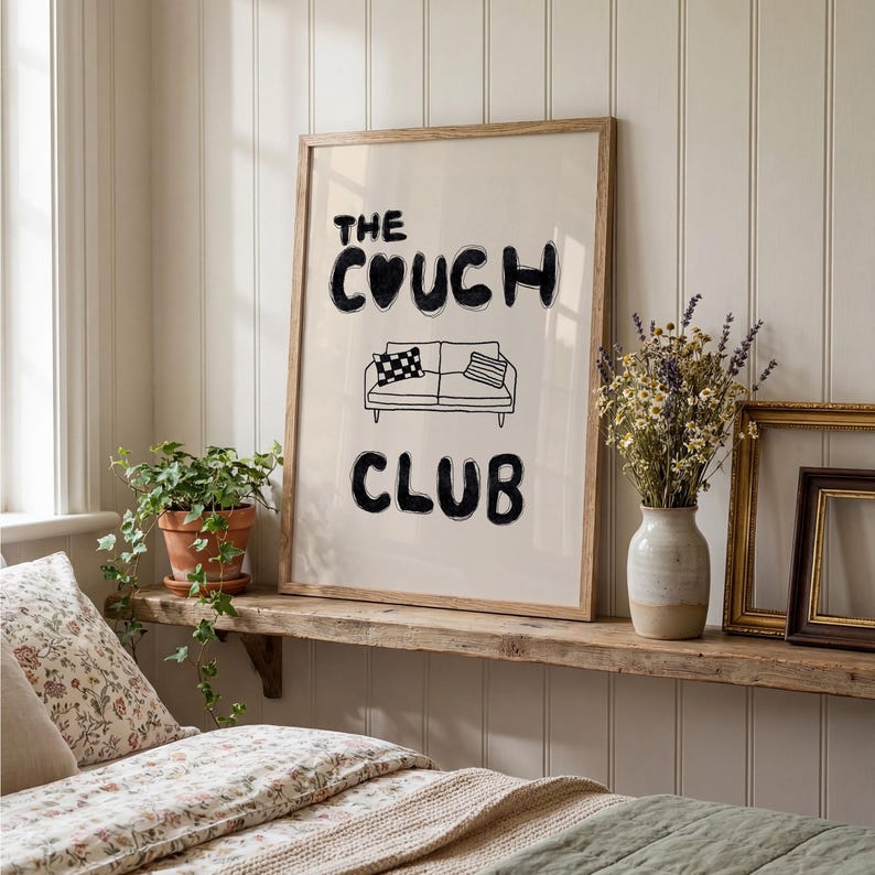 The Couch Club Print, Retro Sofa Illustration, Minimalist Poster ...