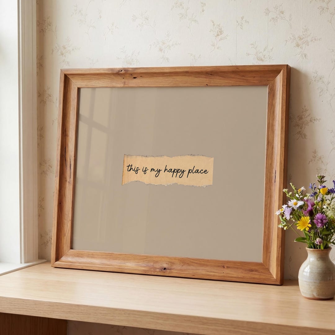 This is My Happy Place Print, Torn Paper Poster, Minimalist Cursive ...