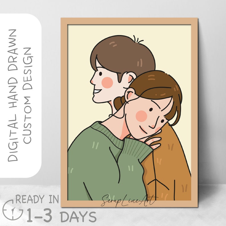 Custom Anime Couple Portrait, Cartoon Anime Caricature, Personalized ...