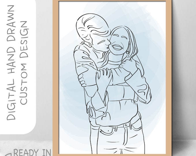 Personalized Drawing, Custom One Line Drawing , One Line Portrait ...