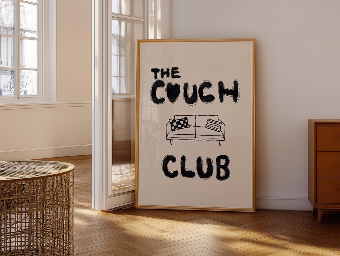 The Couch Club Print, Retro Sofa Illustration, Minimalist Poster ...