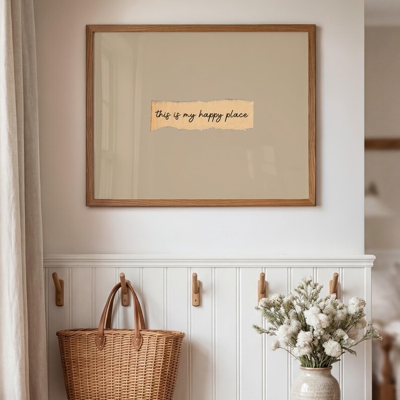 This is My Happy Place Print, Torn Paper Poster, Minimalist Cursive ...