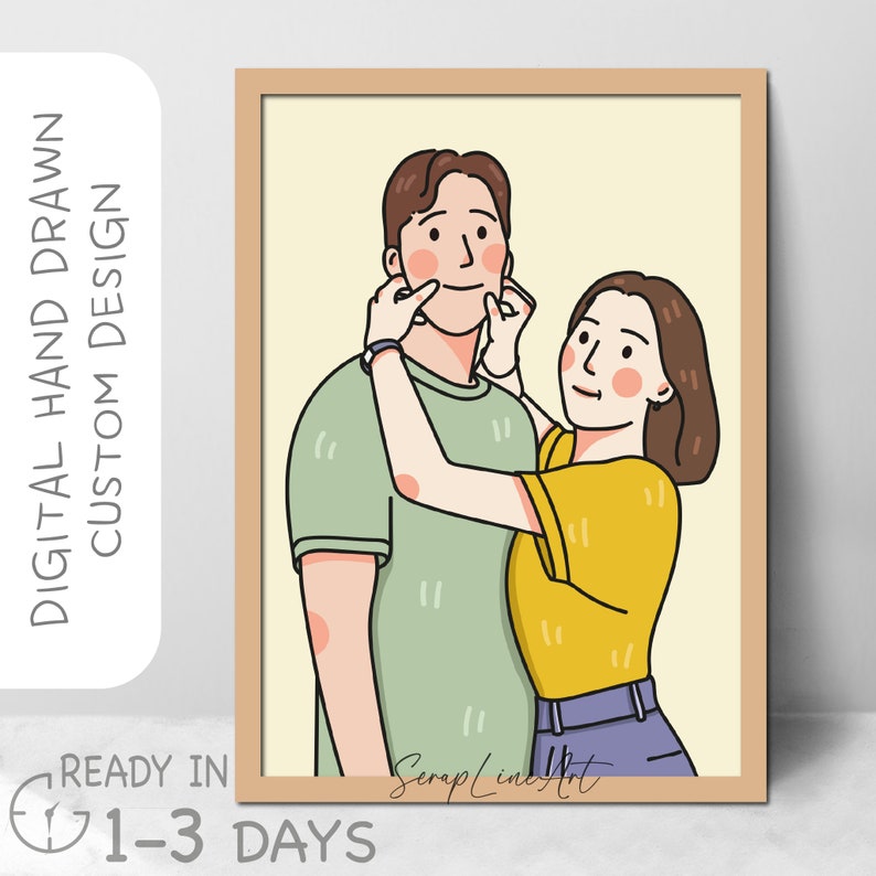 Custom Anime Couple Portrait, Cartoon Anime Caricature, Personalized ...