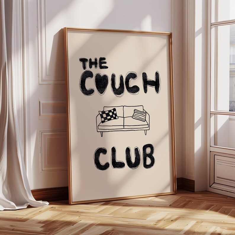 The Couch Club Print, Retro Sofa Illustration, Minimalist Poster ...