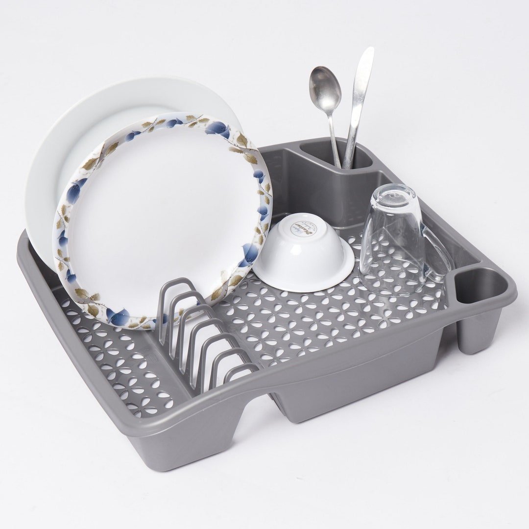 Plastic Dish Drainer and Cutlery Rack Kitchen Sink Utensil Holder ...