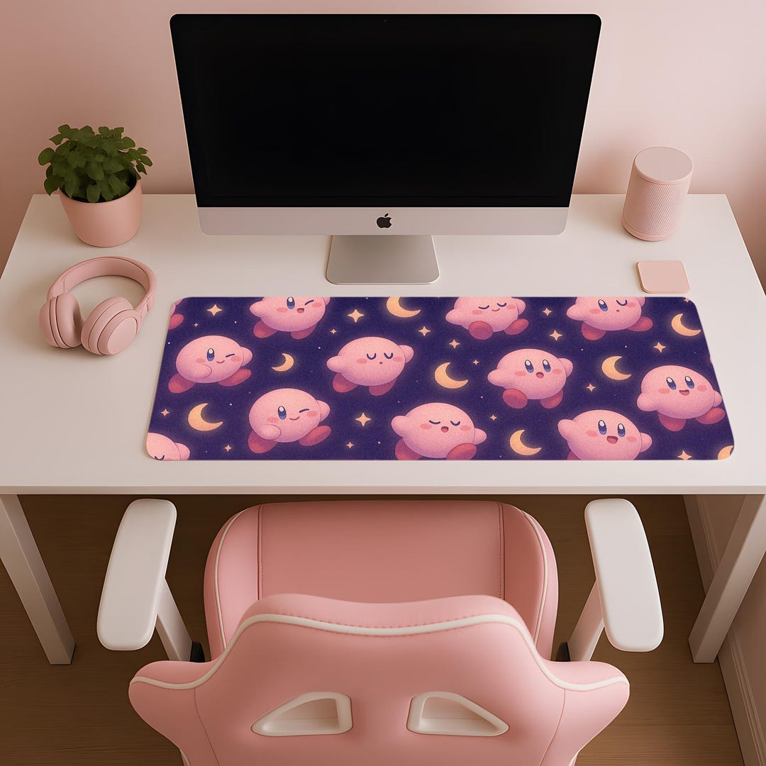 Kirby Night Sky Pattern Mouse Pad, 8 Sizes, RGB Lights, XXL Desk Mat ...