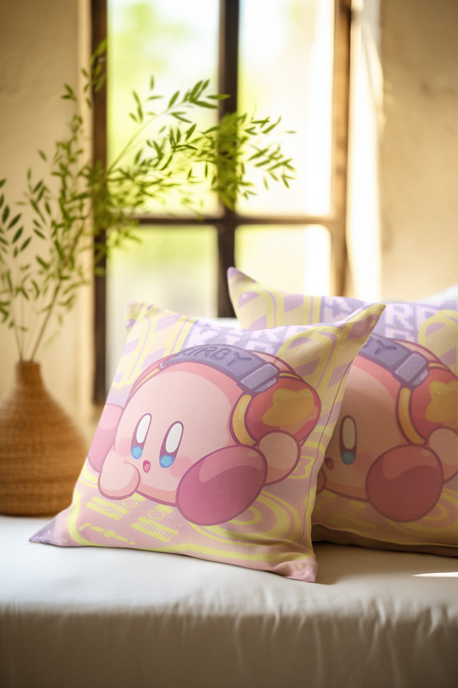 Cute Music Kirby Square Pillow, 4 Sizes, Cute Kirby Square Pillow: Soft ...